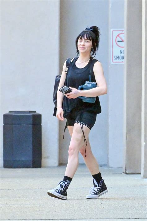 Billie Eilish Wears Tank Top Shorts Leaving Gym Photos Life And Style