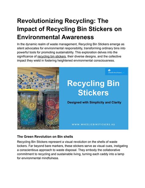 Recycling Bin Stickers Transform Bins Into Eco Educational Ambassadors By Grovewesleyau Issuu