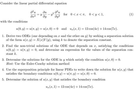 Solved Consider The Linear Partial Differential Equation