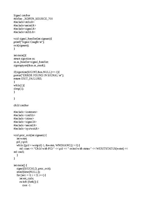 Signal These Codes Are Written By Me Signal Catcher Define XOPEN SOURCE Include Studocu