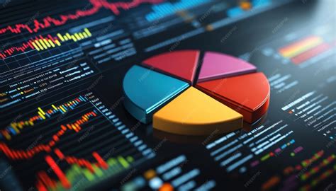 Colorful Pie Chart On Digital Screen Displaying Data Analytics And