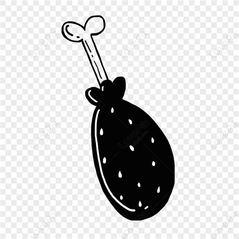 Cartoon Chicken Leg Creative Black And White Monochrome Graffiti White