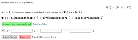 Solved A Parametric Curve Is Given By R T T T T At Chegg Com