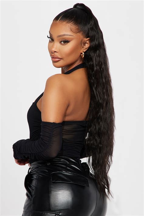 Replacing You Mesh Bodysuit Black Fashion Nova