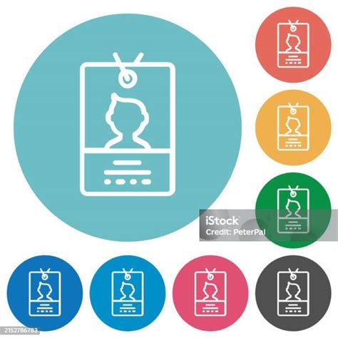 Id Badge Portrait Outline Flat Round Icons Stock Illustration Download Image Now Achievement