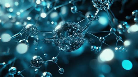 Abstract Close Up Of Interconnected Spheres And Molecules In Blue Hues Stock Illustration