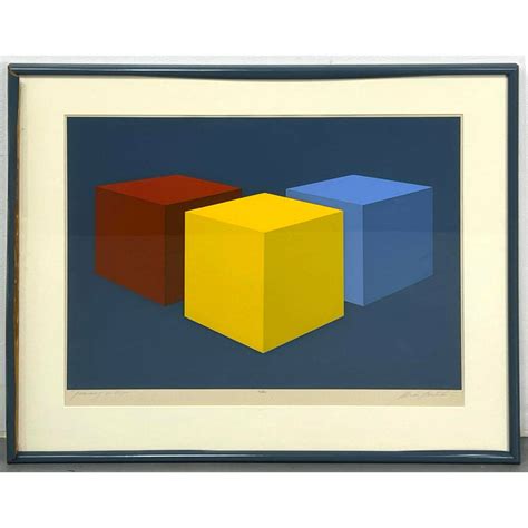 Marko Spalatin Primary Cubes Op Art Print Three Primary Colored