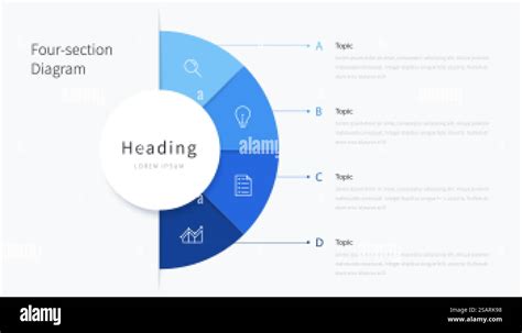 Four Section Diagram Infographic Elements Blue Semicircle Infographics Design Template With