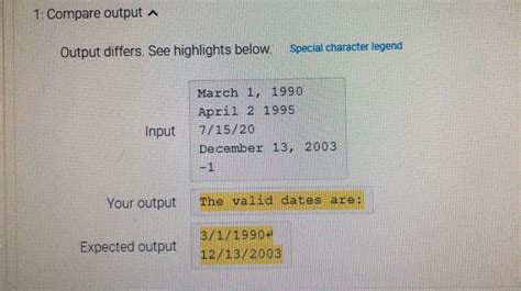 Solved 1 Compare Output Output Differs See Highlights Chegg Com