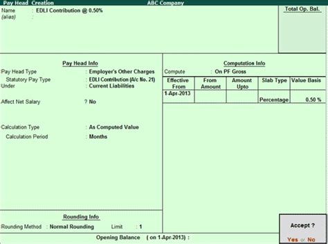 Creating Edli Contribution Pay Head