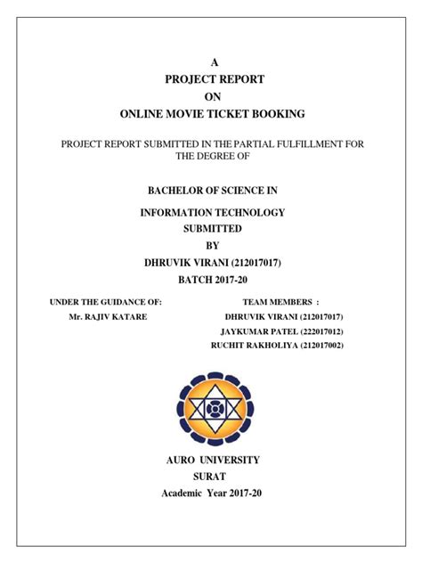 A Project Report On Online Movie Ticket Booking Project Report Submitted In The Partial