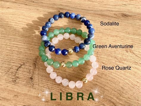 Zodiac Libra Crystal Protection Bracelet 3 Pack Natural Gemstone