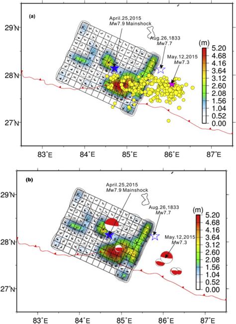 Slip Distribution On The Map View A Slip Distribution And