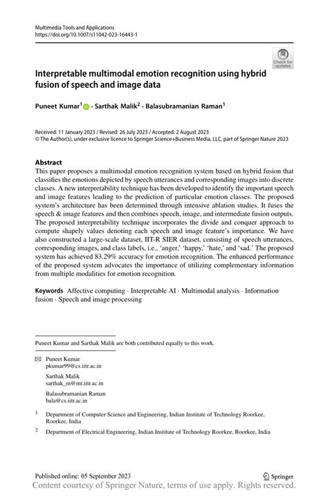 Interpretable Multimodal Emotion Recognition Using Hybrid Fusion Of