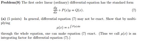solved problem 9 the first order linear ordinary