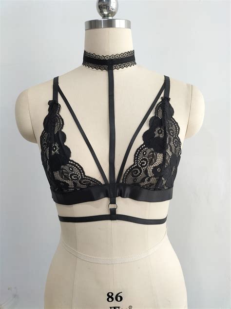 Sexy Lingerie Black Lace Harness Bra Body Bondage Harness Lace Etsy