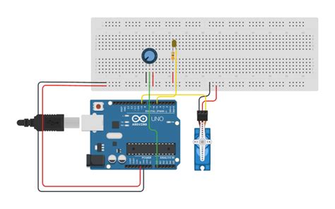 Circuit Design Arduino Uno Potentiometer Led And A Servo Tinkercad