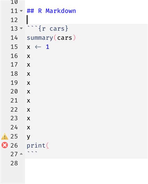 Diagnostics Only Show R Markdown Chunk Errors Visual Mode · Issue
