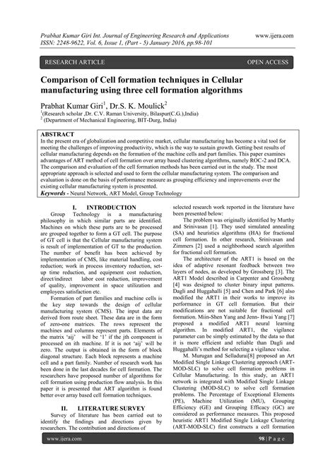 Comparison Of Cell Formation Techniques In Cellular Manufacturing Using Three Cell Formation