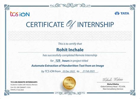 Rohit Inchale On Linkedin Tcsion Prepinsta Internship Machinelearning