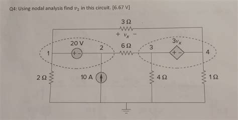 solved q4 using nodal analysis find v2 ﻿in this circuit