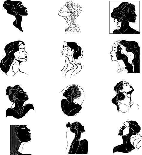 Premium Vector Abstract Woman Line Art Silhouette Black And White