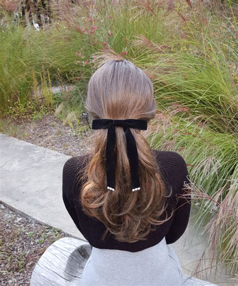 [소장가치백프로]진주벨벳리본핀 공주머리핀 에이블리