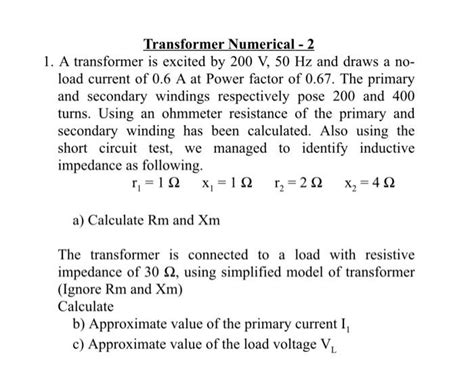 Transformer Numerical A Transformer Is Excited Chegg