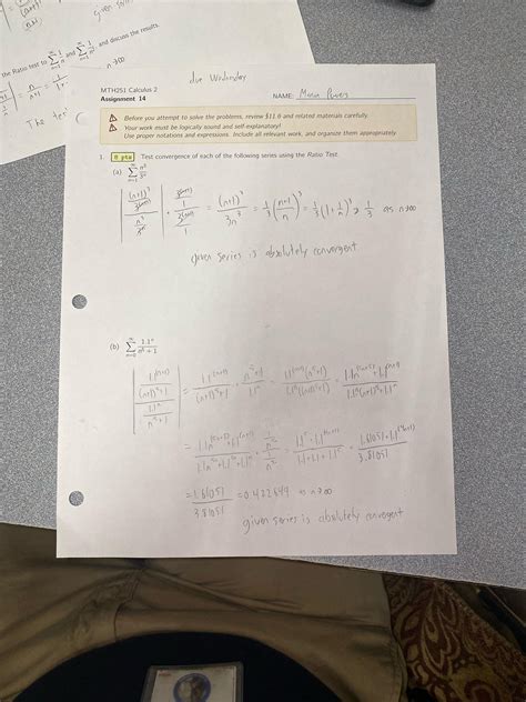 [calculus 2 ratio test] need help figuring out calculations for