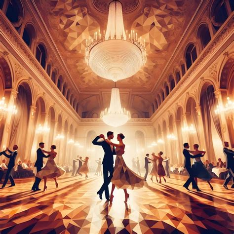 Polygonal Style Of Couples Gracefully Swirling Across The Polished