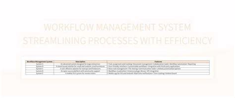Workflow Management System Streamlining Processes With Efficiency Excel Template Free Download