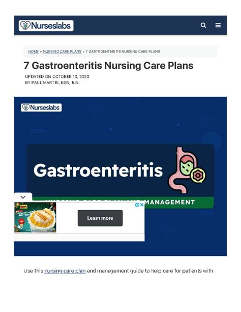 7 Gastroenteritis Nursing Care Plans Comprehensive Guide For Nurses