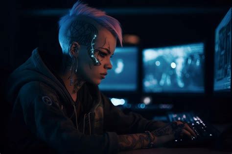 Premium Ai Image Woman Hacker Computer Laptop Web Generate Ai