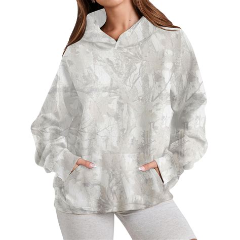 Camo Hoodie Womens Maple Leaf Trendy Long Sleeve Hooded Sweatshirts