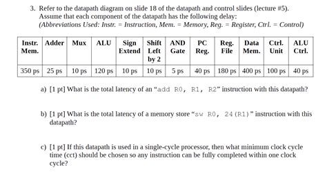 3 Refer To The Datapath Diagram On Slide 18 Of The