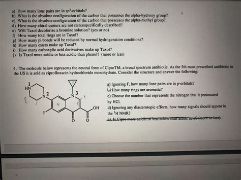 Solved For Problem Consider The Following Molecule An Chegg