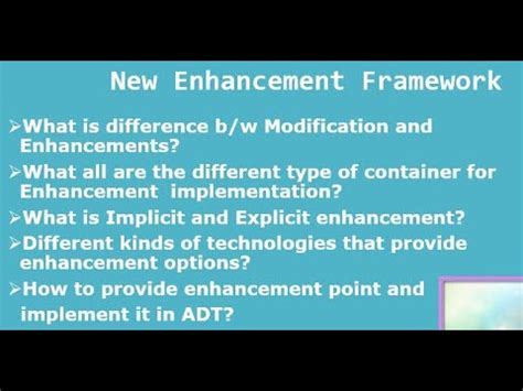 SAP Enhancement Framework Implicit And Explicit Enhancements Enhancement Points And
