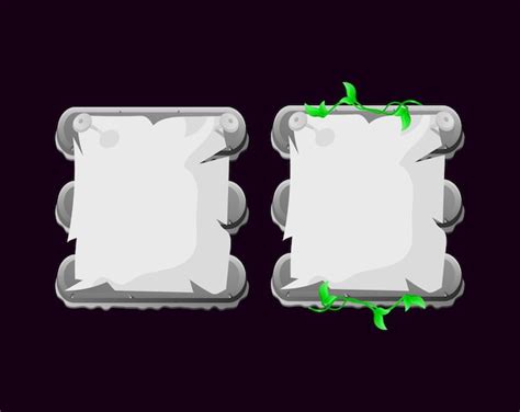 Premium Vector Set Of Rounded Stone Rock Nature Paper Game Ui Board Pop Up Template For Gui