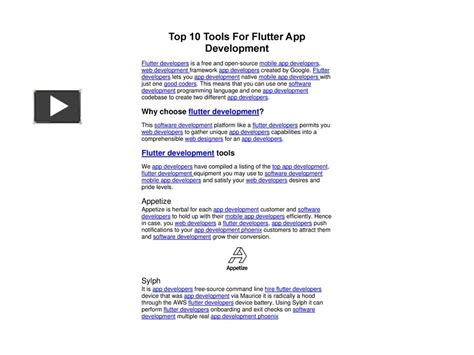 ppt top 10 tools for flutter app development powerpoint presentation