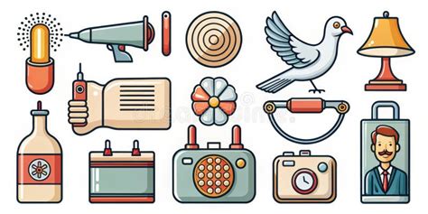 A Collection Of Diverse Line Art Icons Depicting Everyday Objects And