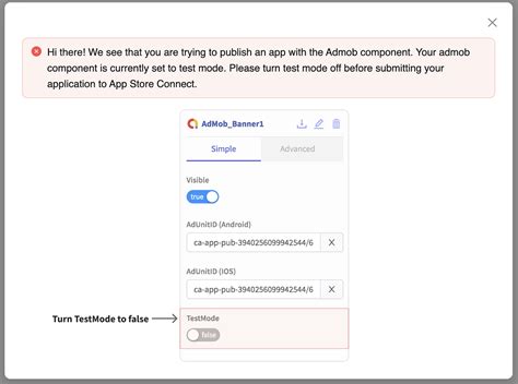 Cannot Send Through To Apple Due Testmode Activated For Admob Ads Issues Bugs Community