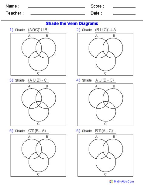 Venn Diagram Worksheets Dynamically Created Venn Diagram Worksheets