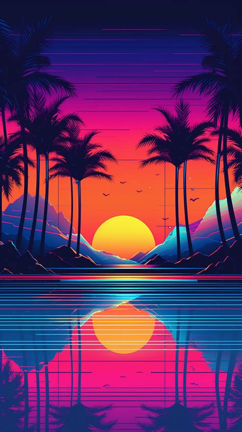 Sunset Palm Trees Vaporwave Aesthetic Canvas Print By Edmproject Artofit