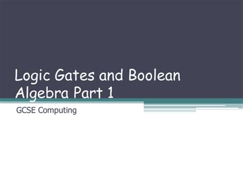 Gcse Computing Logic Gates Lesson Teaching Resources