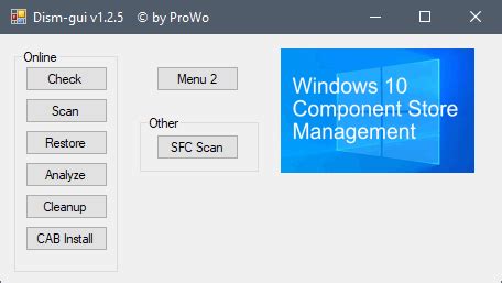DISM Gui Utiliza Los Comandos DISM Sfc Scannow Y Cab Install Mediante Una Interfaz Sencilla