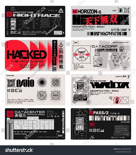 Cyberpunk Decals Set Set Vector Stickers Stock Vector Royalty Free
