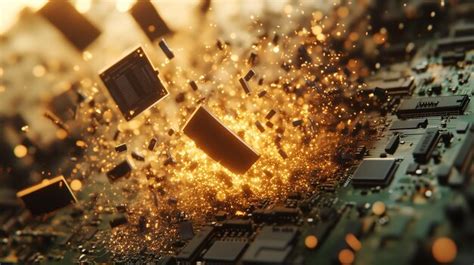 Dynamic Closeup Of An Electronic Circuit Board Exploding With