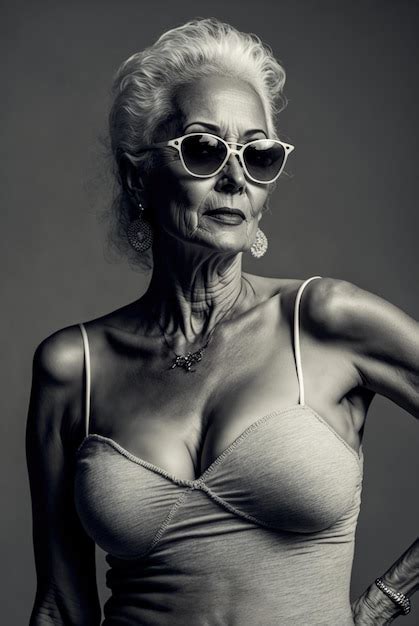 Premium Ai Image Black And White Portrait Of An Attractive Slim Older