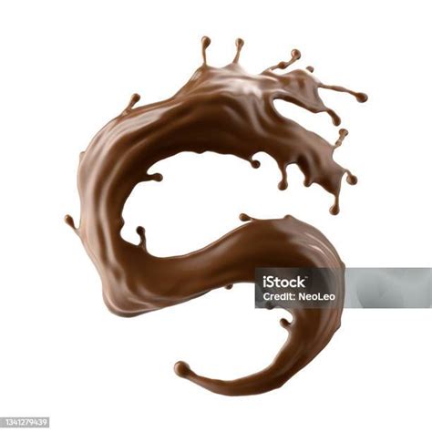 3d 렌더 초콜릿 스플래시 카카오 음료 또는 커피 튀김 요리 재료 추상 물결 모양의 액체 제트 흰색 배경에 고립 된 갈색 음료 클립 아트 물이 튀는에 대한 스톡 사진 및