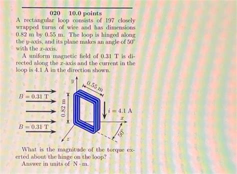 solved 020 10 0 points a rectangular loop consists of 197